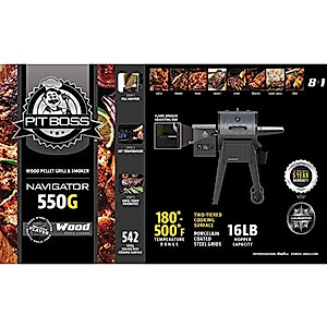 PIT BOSS PB550G Wood Pellet Grill with Cover and Folding Front Shelf Included, 550 sq. inch, Black