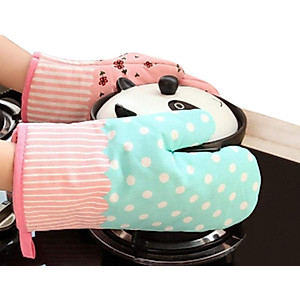 Set of Two Oven Mitts | Heat Resistant Cotton Kitchen Pot Holder [Decorative Kitchen Oven Mitt] Oven Glove | Kitchen Mitts (Dotted Blue)