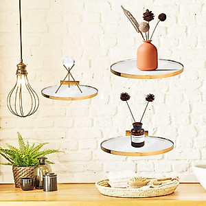 Cityelf Floating Shelves Wall Mounted Gold Wall Decor Iron Glass Hanging Shelf Home Decor Set of 3 Display Ledge Shelves for Living Room Bedroom Office-Gold-S