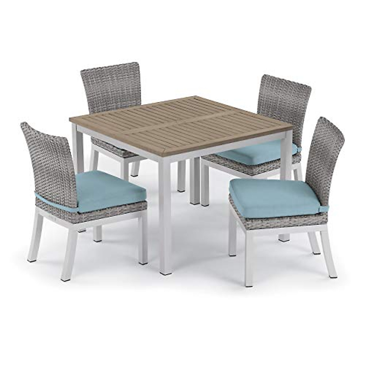Oxford Garden Argento TVWSCR2IB Side Chair − Resin Wicker Oxford Garden Argento - Ice Blue Cushion - Set of 2