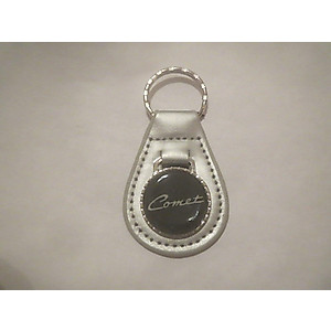 COMET SCRIPT LEATHER KEYCHAIN - SILVER
