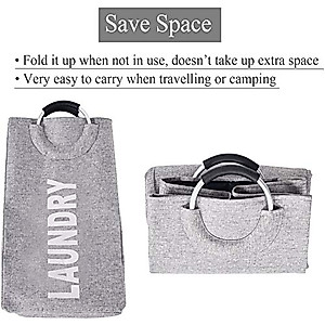 XIGUI Large Collapsible Laundry Hamper Bag with Handles, 13 x11 x 20Inches Foldable Clothes Basket for Washing Storage