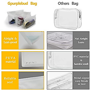 Gpurplebud Clear Toiletry Bags, PEVA Material Leakproof Zipper Bags, Security Approved Travel Makeup Cosmetic Bags for Women Men 6 Pack