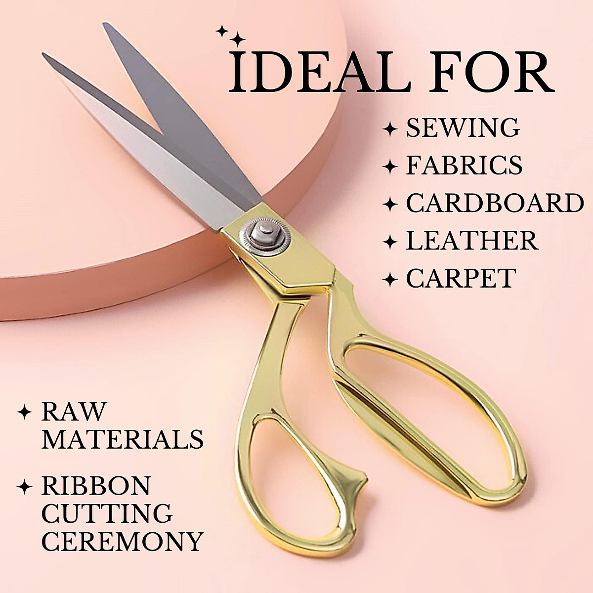 10.5" Heavy Duty Gold Scissors – Sharp Stainless Steel Scissors Gold 10.5 Inch All Purpose Scissors Professional Scissors Heavy Duty Grand Opening Scissors Best Gold Scissors for Office