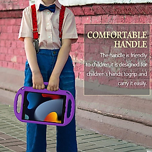 eTopxizu Kids Case for New iPad 10.2 Inch 2021/2020/2019 (9th/8th/7th Gen), Lightweight Shockproof Handle Stand Shoulder Strap Kids Case for 2021/2020/2019 iPad 10.2, iPad Air 3 10.5 2019, Purple