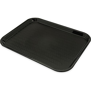 Carlisle FoodService Products Cafe Plastic Fast Food Tray, 14" x 18", Black, (Pack of 12)