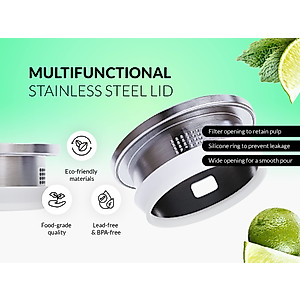 Oval Orange Glass Pitcher with Lid and Spout (1.5 L | 51 oz) - Borosilicate Glass Water Pitcher - for Hot & Cold Beverages - incl. Cleaning Brush