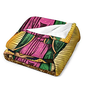 Catholic Blankets Gifts, 40"x50" Blanket Throw, Soft Lightweight Cozy Fleece Our Lady of Guadalupe Virgin Mary Bed Sofa Plush for Women