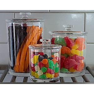 Premium Quality Clear Acrylic Plastic Apothecary Jars with Lids for Bathroom & Kitchen Organization – Containers are Elegant Durable Organizers Great for Q-Tip Cotton Swabs, Food & Candy Storage – BPA -Free – Set of 3 Sizes - 15, 35 & 45 oz