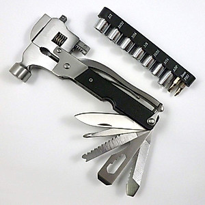 ADANSA Multi-tool Camping accessories, 21in 1 Multitool Survival Gear wrench Hammer, screwdriver pliers bottle opener Birthday Gifts for Boyfriend Husband Dad mens stocking stuffers, Black