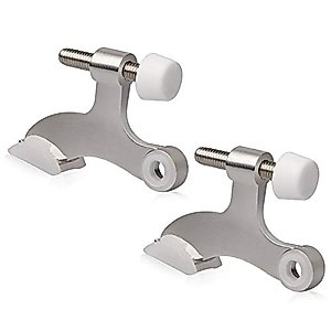 KOVOSCH 2 Pack Hinge Pin Door Stopper Brushed Satin Nickel - Adjustable Heavy Duty Hinge Pin Door Stop with White Rubber Bumper Tips