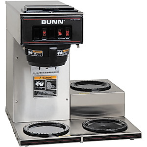 BUNN VP17-3, 12-Cup Low Profile Pourover Commercial Coffee Maker, 3 Lower Warmers, 13300.0003