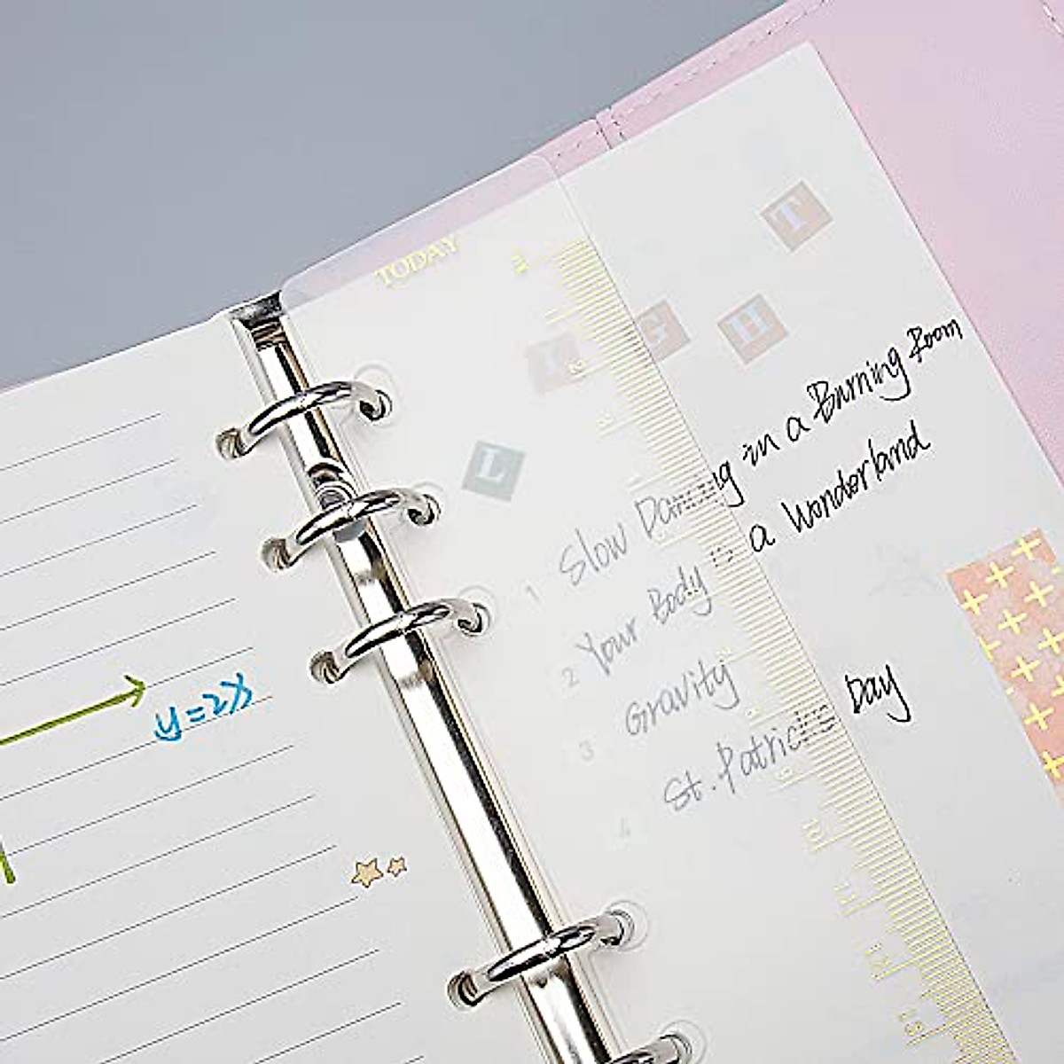 10pcs A6 Binder Dividers Ruler Gold Stamping 15cm Scale 6 Holes Gilding PP Bookmark Ruler for Loose Leaf 6 Rings Binder Notebook Accessories Planner Snap in Bookmark Divider Measuring Rulers Set