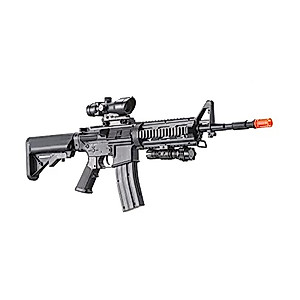 350 FPS Heavy Version M4 Airsoft Spring Rifle w/Flashlight and Red Dot Sight (Color: Black) (Large)