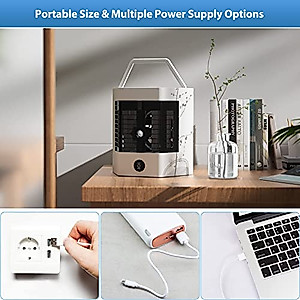 Skcoipsra Portable Air Conditioners 3-in-1, Small Air Conditioner with Adjustable Mode, Personal Evaporative Air Cooler for Desktop, Mini Conditioner with Humidifier for Bedroom Car Office Camping