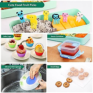 27 PCs Bento Box Lunch Box Kit, 1300ML Large 4-Compartment Lunch Container w/ Utensils Lunch Bag Accessories, Durable Leakproof Microwave Dishwasher Freezer Safe Meal Prep Container for Kids Adults