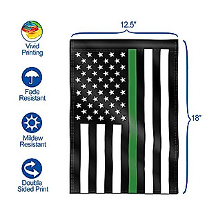 ANLEY Double Sided Premium Garden Flag, Thin Green Line USA Decorative Garden Flags - Weather Resistant & Double Stitched - 18 x 12.5 Inch