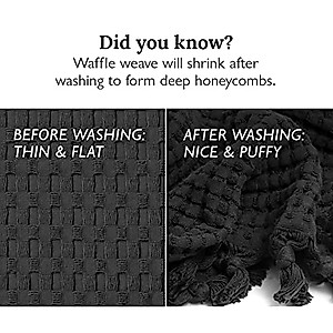 GILDEN TREE Decorative Waffle Hand Towels for Bathroom, Quick Drying Fingertip Towel, 2 Pack, Modern Style (Faded Black)