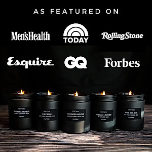 Craft & Kin Premium Vintage Leather Candle | Black Spring Scented Candles for Men | Long Lasting with 45 Hour Burn Time, 7.6oz | Made with Soy | Aromatherapy at Home | Gifts for Men