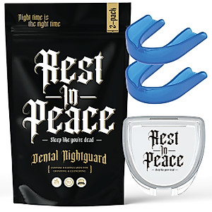 Rest in Peace Night Guard - Pack of Two Moldable Mouth Guard for Teeth Grinding Clenching Bruxism (Blue)