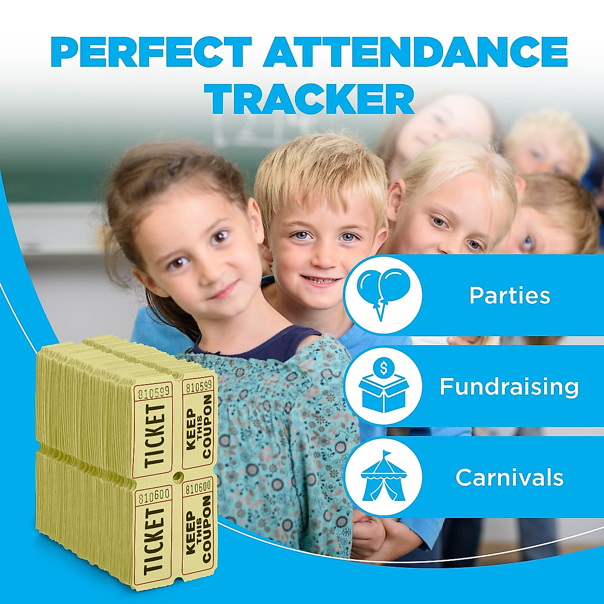 HENRY DOTS 50/50 Double Raffle Tickets - Orange - 100 Ticket Count Per Pack - Easy Tear Away Stubs for Contact Info - Raffle Drum Tickets for Drinks, Carnival, Chinese Auction, Events
