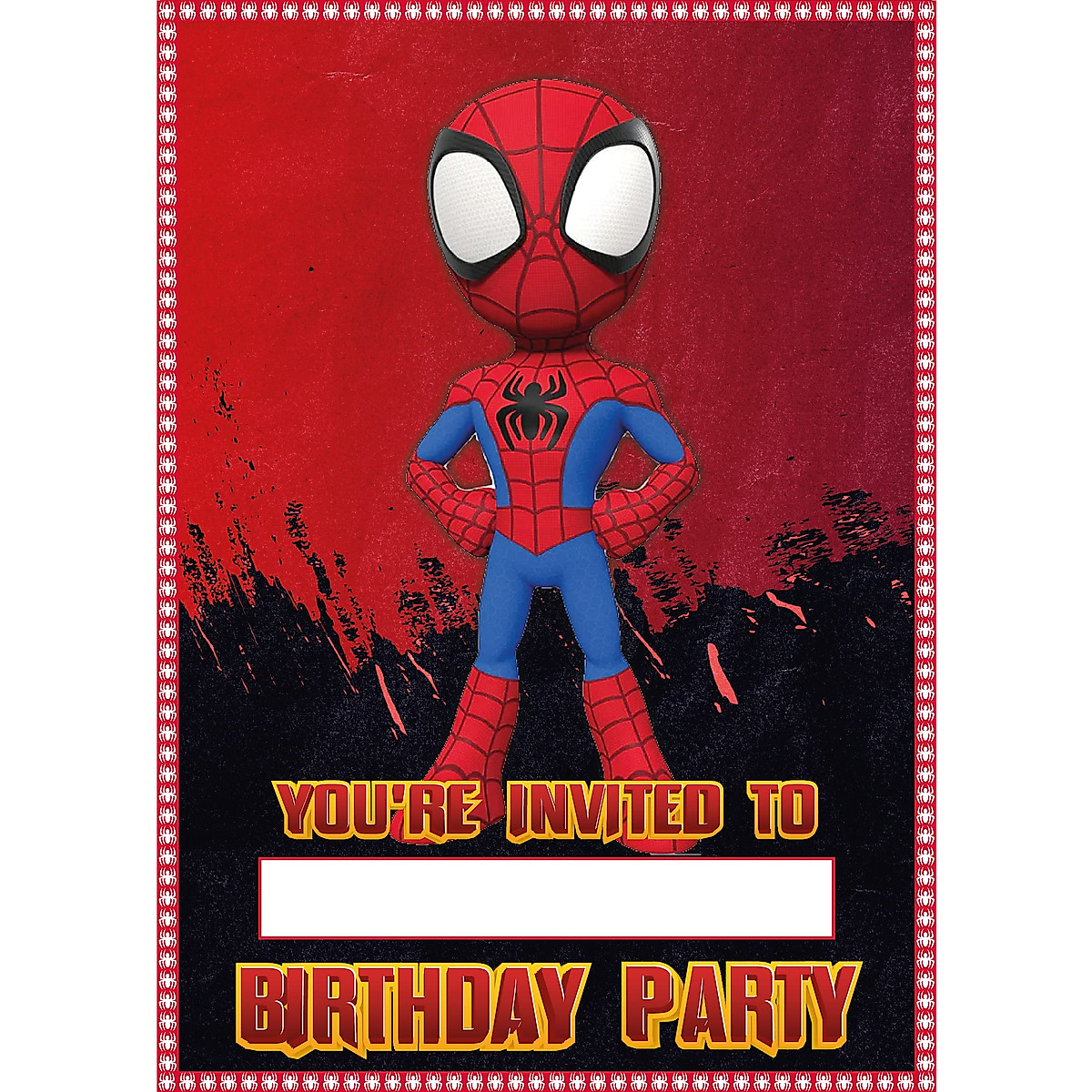 Set of 20 Spidey -Themed Happy Birthday Invitation Cards & Envelopes - Lightweight (240g), Postcard Style Invites for the Perfect Party Pack