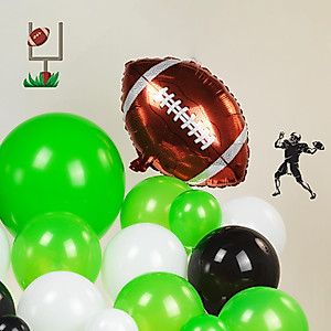 Football Balloon Garland Arch Kit 118 Pcs Green Black and White with Starburst mylar Balloons for Sports Theme Baby Shower Birthday The Big Game Party Supplies Decoration