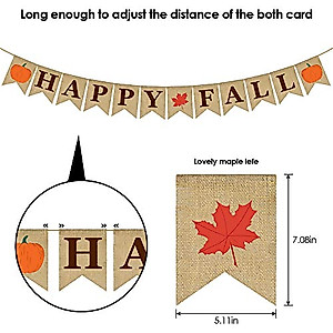 ERKOON Happy Fall Burlap Banner Happy Fall Sign Pumpkin Flag Rustic Natural Fall Harvest Banner for Autumn Home Party School Party Decoration