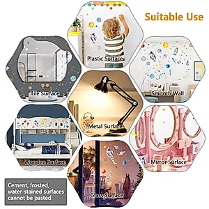 Hianjoo Glow in The Dark Stars for Ceiling, Solar System Wall Stickers, Rocket Astronaut Luminous Decal Shining Space Decoration for Nursery Bedroom Living Room for Boy and Girl