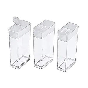 Fashewelry 100Pcs Plastic Flip Top Seed Bead Small Storage Containers 2x1" Rectangle Transparent Clear Box Package Candy Favor Empty Box Organizers