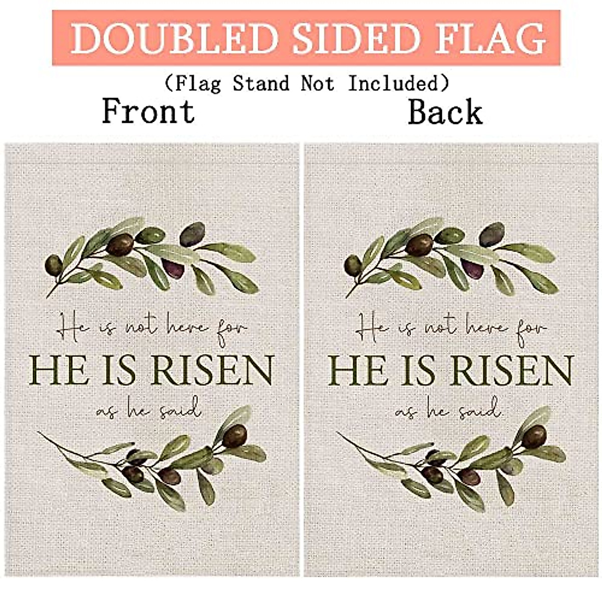 Easter Garden Flag for Outdoor,He is Risen Eucalyptus Wreath Yard Flag,Small Spring Decors for Outside Farmhouse Holiday 12x18 Double Sided