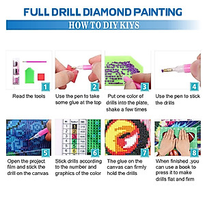 JWYFFS 3 Pack DIY 5D Diamond Painting Kits, Diamond Art Painting,Diamond Painting for Relaxation and Home Wall Decor Rhinestone Painting 12 X 16 Inch with Tools (MA7-9)