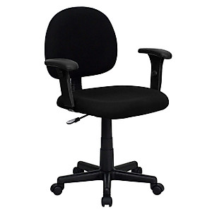Flash Furniture Mid-Back Black Fabric Swivel Task Office Chair with Adjustable Arms