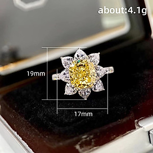 Psiroy Women's 925 Sterling Silver Plated Oval Simulated Citrine Flower Halo Engagement Ring Size 6