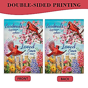 Covido Home Decorative Cardinals Appear When Loved Ones are Near Spring House Flag, Summer Bird Garden Yard Dogwood Daisy Flower Outside Decoration Inspirational Outdoor Large Decor Double Sided 28x40