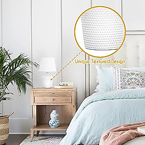 Sucolite Small Table Lamps Set of 2, Bedside Nightstand Lamps for Bedroom Kid’s Room, Cute Desk Lamps with Studded Texture Base for Reading Nursery Living Room Office, White