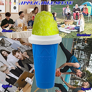 Slushie Maker Cup - DIY Magic Slushy Maker Squeeze Cup, Portable Smoothie Squeeze Cup for Juices, Milk and Ice Cream Make, Double Layer Squeeze Slushy Maker Cup, Birthday Gifts for Friends&Family Blue