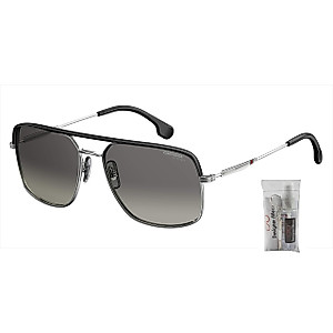 Carrera CA152/S 085K/WJ 60M Ruthenium Black/Grey Polarized Square Sunglasses For Men For Women+ BUNDLE with Designer iWear Eyewear Kit