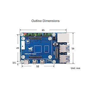 waveshare CM4 to Raspberry Pi 4B Adapter, Alternative Solution for Raspberry Pi 4B, Onboard Standard CM4 Connector, 4-CH USB 3.0 Ports, RJ45 Gigabit Ethernet Port, PoE Header etc.