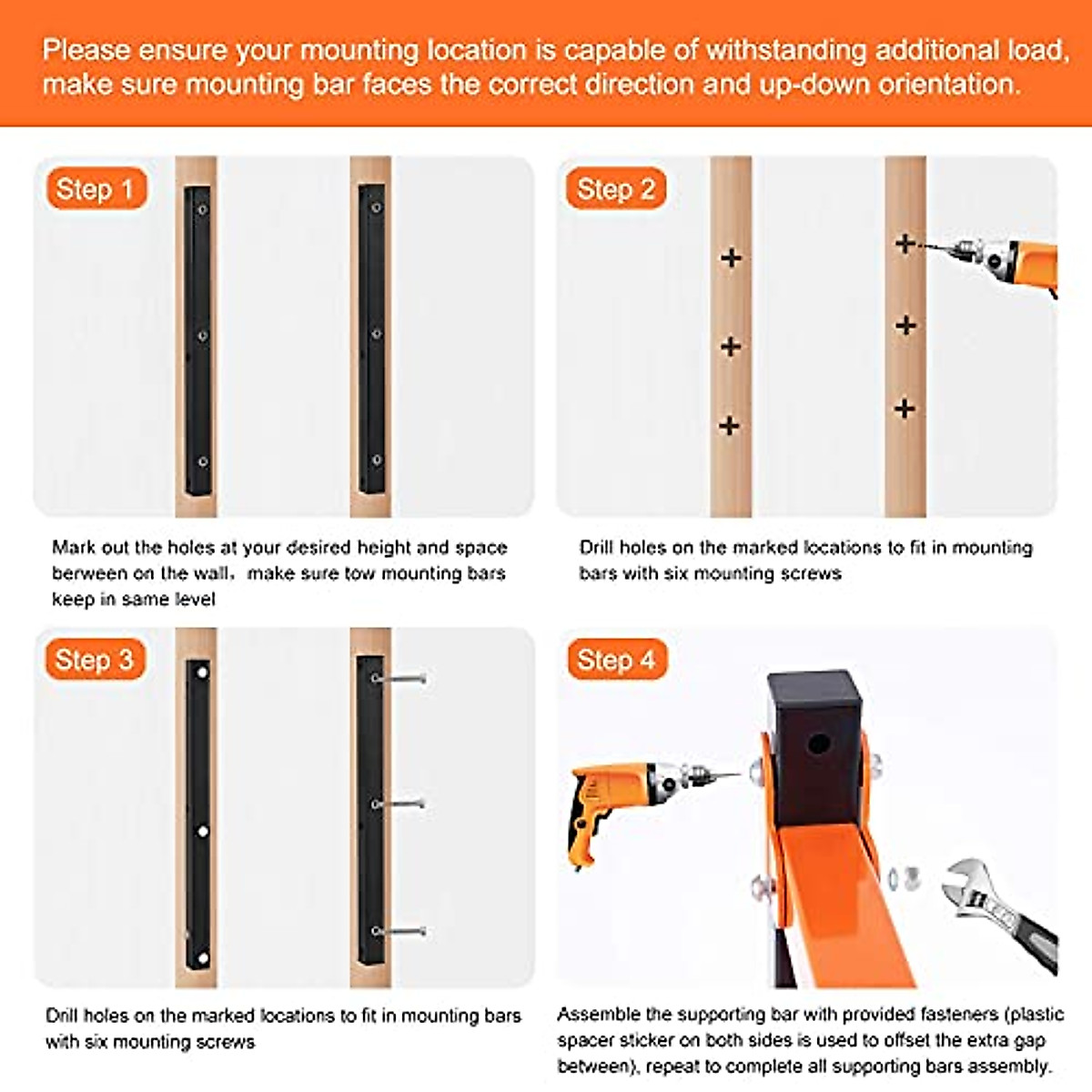 Ultrawall Wall Mount Wood Organizer and Lumber Storage Metal Rack with 3-Level - Indoor & Outdoor Use, 2 Pack