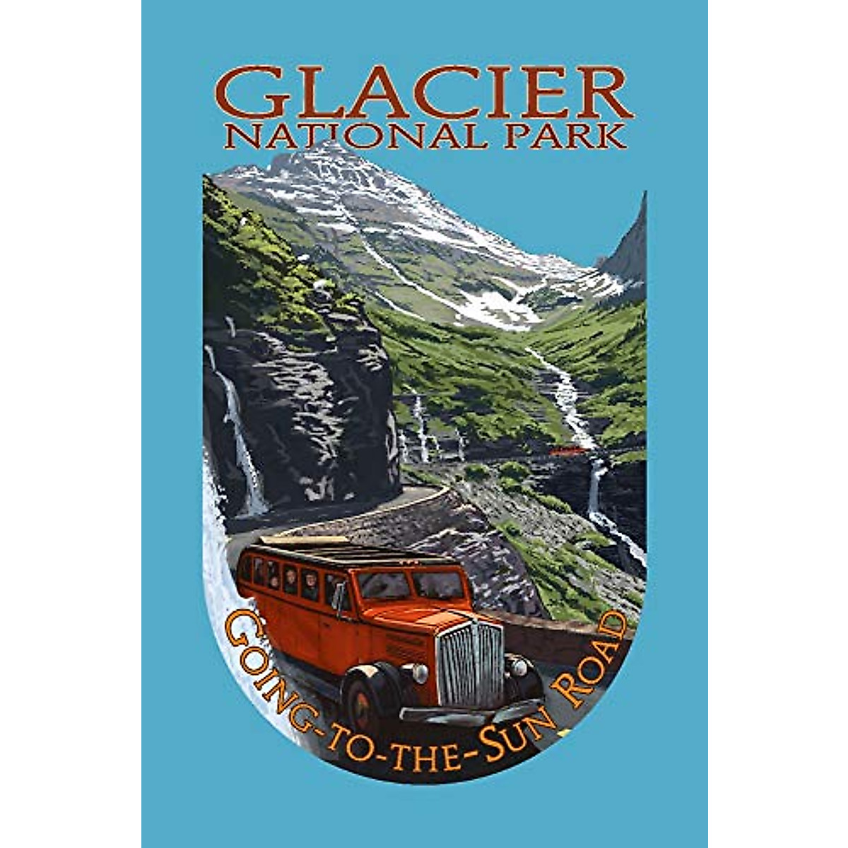 Glacier National Park, Go-to-The-Sun Road, Contour (Canvas Deluxe Tote Bag, Faux Leather Handles & Zip Pocket)