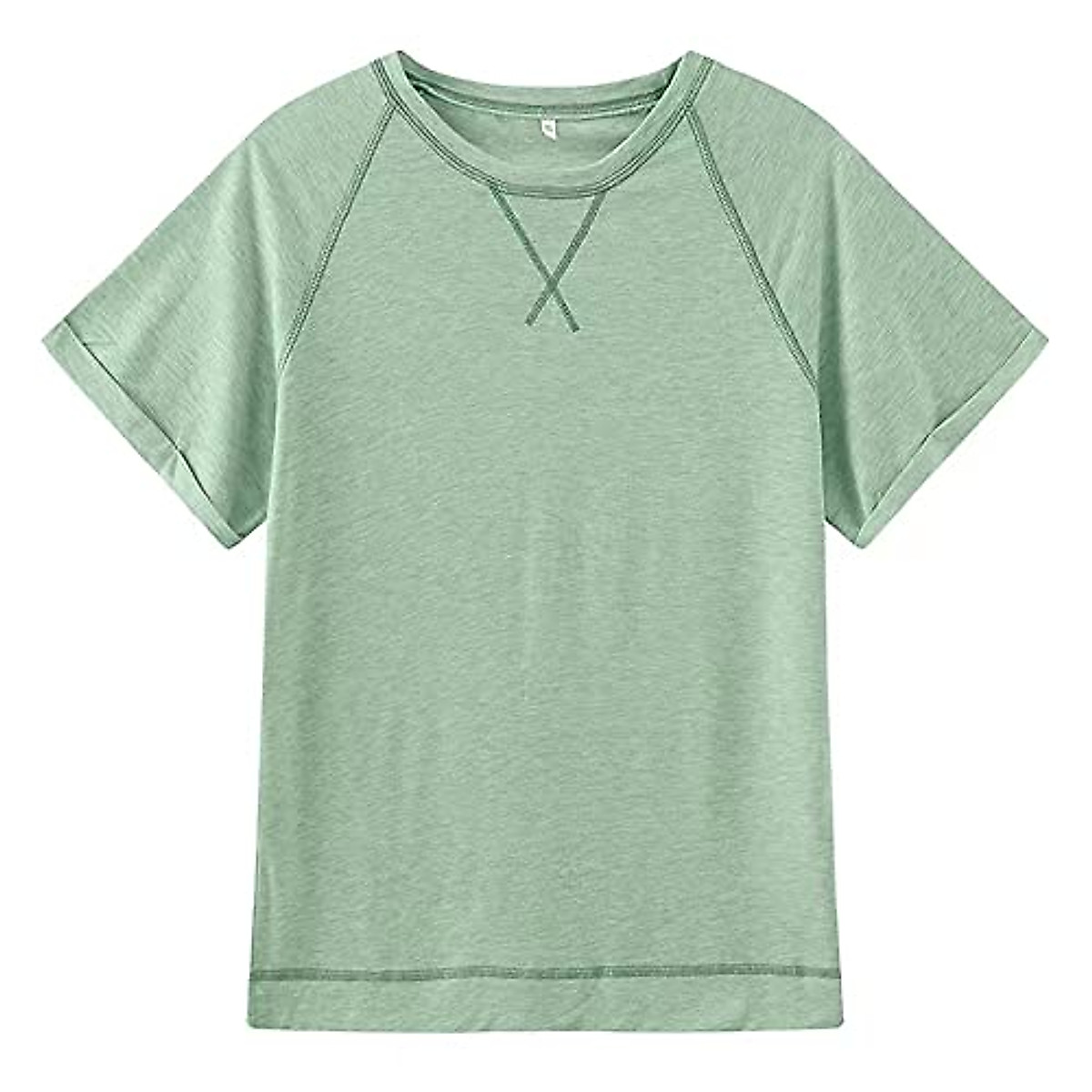 ayreus Womens Short Sleeve Shirts Crewneck Casual T Shirts Workout Tops Loose Fit Raglan Summer Tshirts Tees,1-Light Green,Large