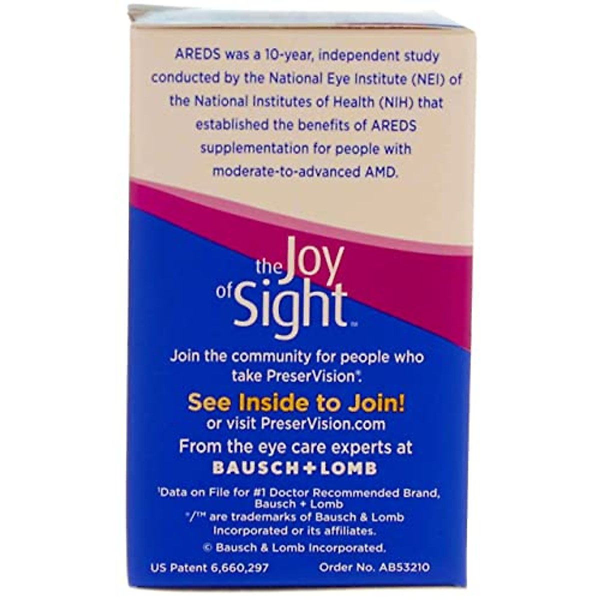 Bausch and Lomb Preservision Eye Vitamin and Mineral Supplements with Areds, 60 sgels