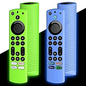 [2 Pack] NS-RCFNA-21 Remote Cover Replacement for Insignia Toshiba CT-RC1US-21 CT95018, FireTV Alexa Voice Remote Covers for TV Omni Series TV 4-Series Smart TV Silicone Remote Case Glow in Dark