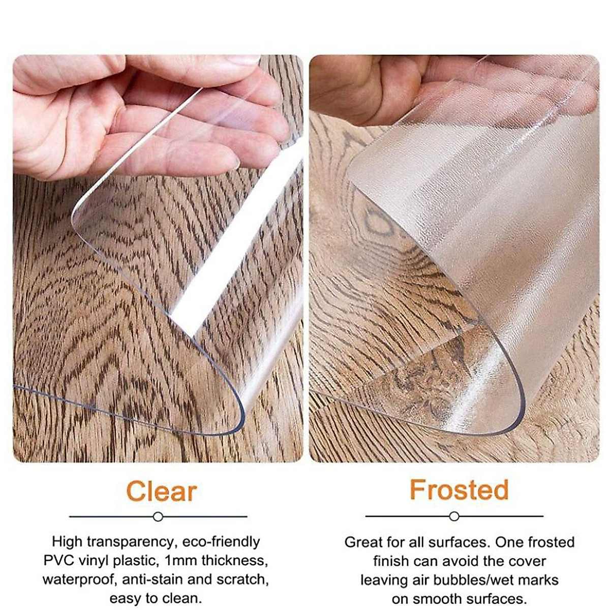 Clear PVC Desk Chair Mat Hardwood Floors Protection Pad for Cycling Bike/Table/Desk/Chairs, Wood Floor/Tile/Table Top Waterproof Rug Runner,1.5mm Thickness,65/75/85/95cm Wide, for Office & Home (Colo