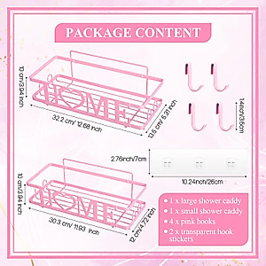 Tisancy Bathroom Accessories Set 2 Set Shower Caddy for Bathroom Organizer Wall Decor for Tub Kitchen Self Adhesive Wall Mounted Storage No Drilling Shower Rack Basket Bin Tray with 4 Hook Heart Sign