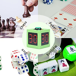 Digital Shot Timer, 1.4in HD Display Cube Timer with Three Buttons, 4-Side Time Cube Timer Seconds Countdown Timer for Poker Casino Chess Tournament Table Games (Green)