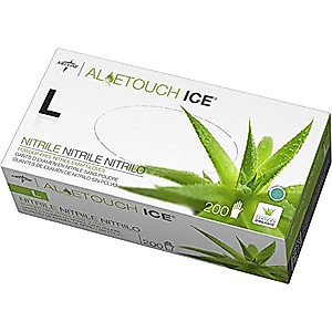 Medline Aloetouch Ice Nitrile Gloves, Large (Pack of 200)