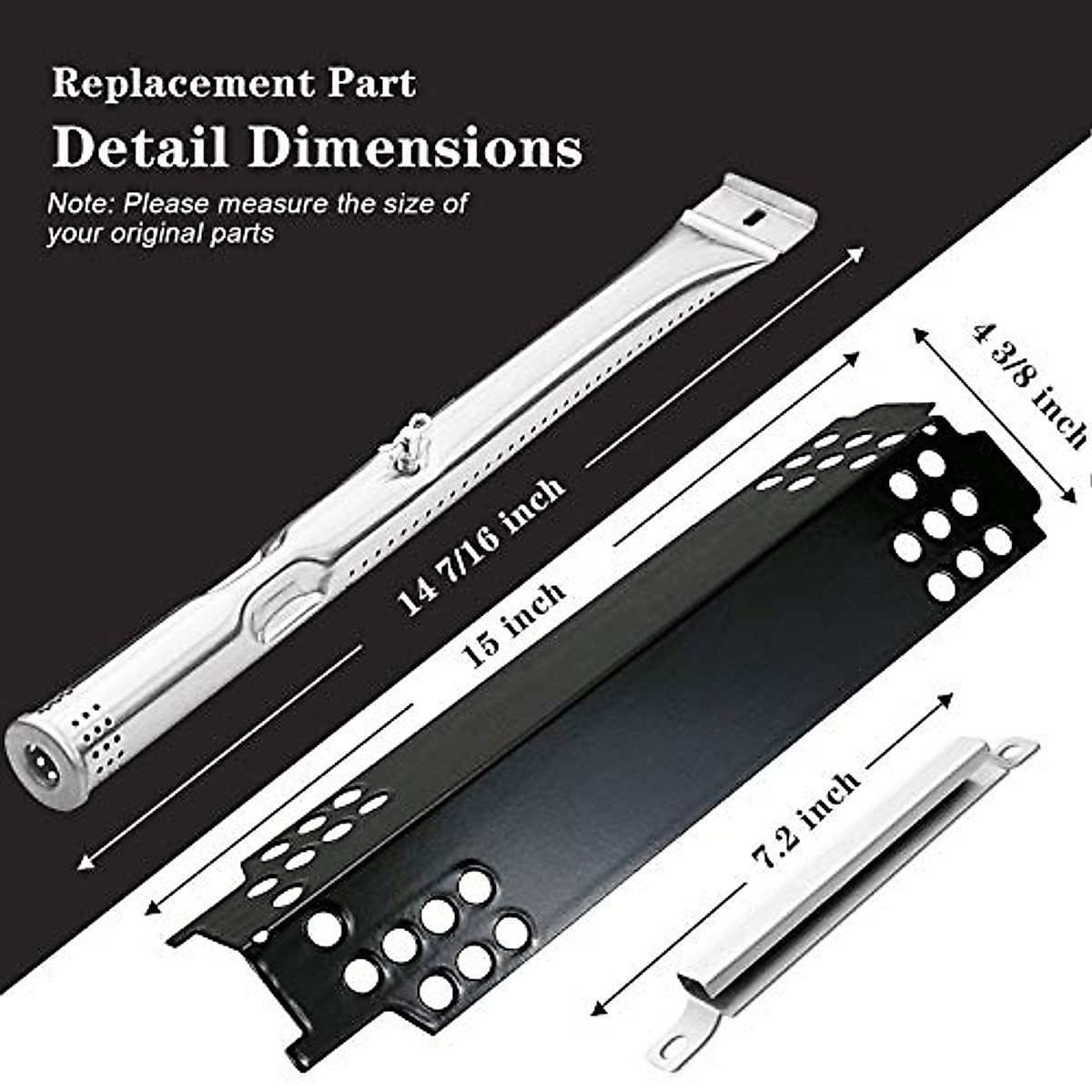 BBQMall Uniflasy Grill Parts Kit for Charbroil 463436215, 463436213, 463436214, 467300115, G432-001N-W1 G432-Y700-W1 G432-0096-W1 Grill Burner Tube Heat Plate Tent Cooking Grate Crossover Ignitior