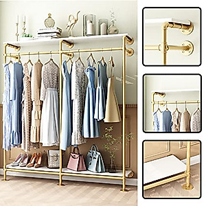 IronJiaZu Gold Pipe Clothing Rack - Heavy Duty Closet Storage